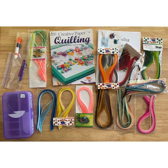 Office | Lot Of Paper Quilling Craft Supplies Paper Strips Tools ...